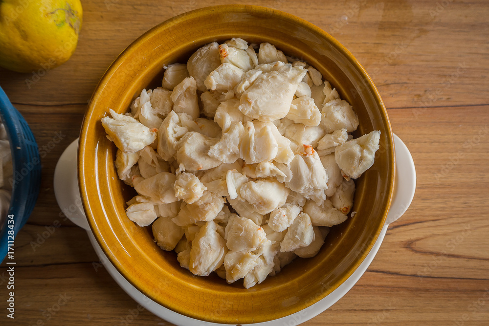 The Crab meat cooked ready to eat image close up Stock Photo | Adobe Stock