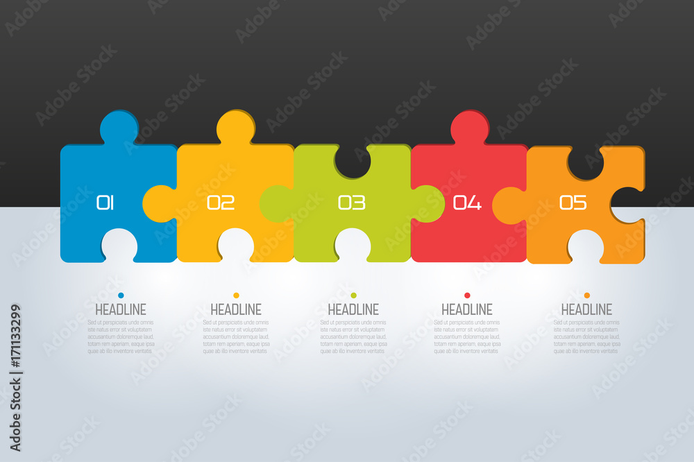 Puzzle infographic, steps chart, template, scheme, tab. Vector ...