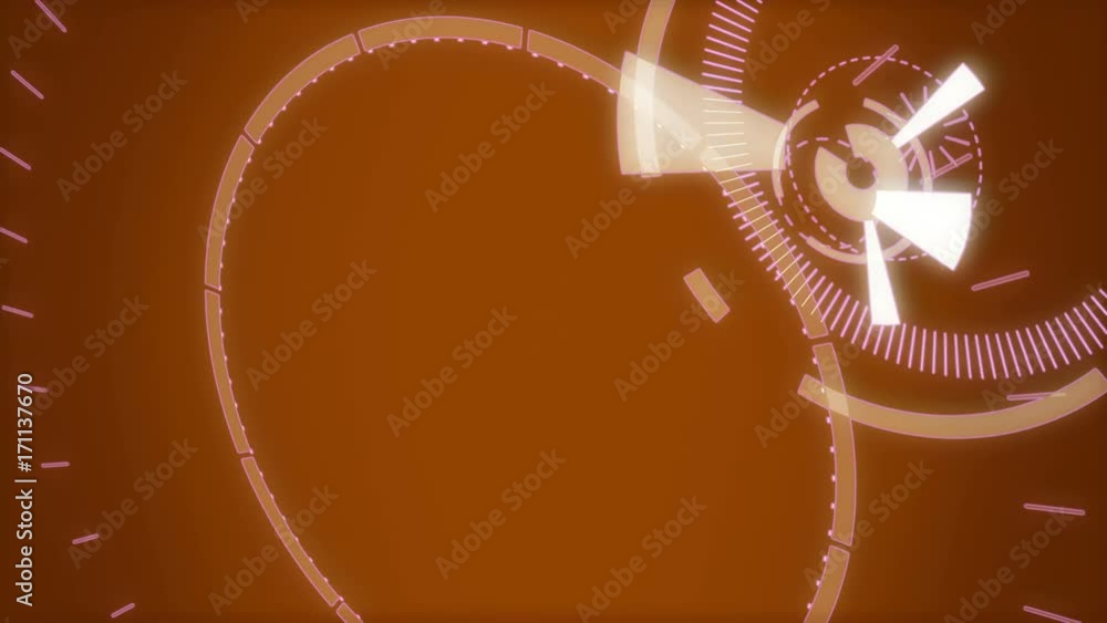 Red abstract round animation, hi-tech background with circles ...