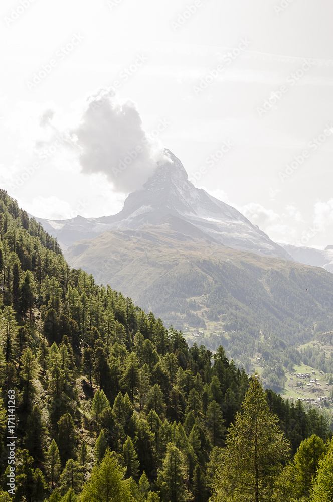 Zermatt, Findeln, Sunnegga, Alpen, Matterhorn, Findelbach ...
