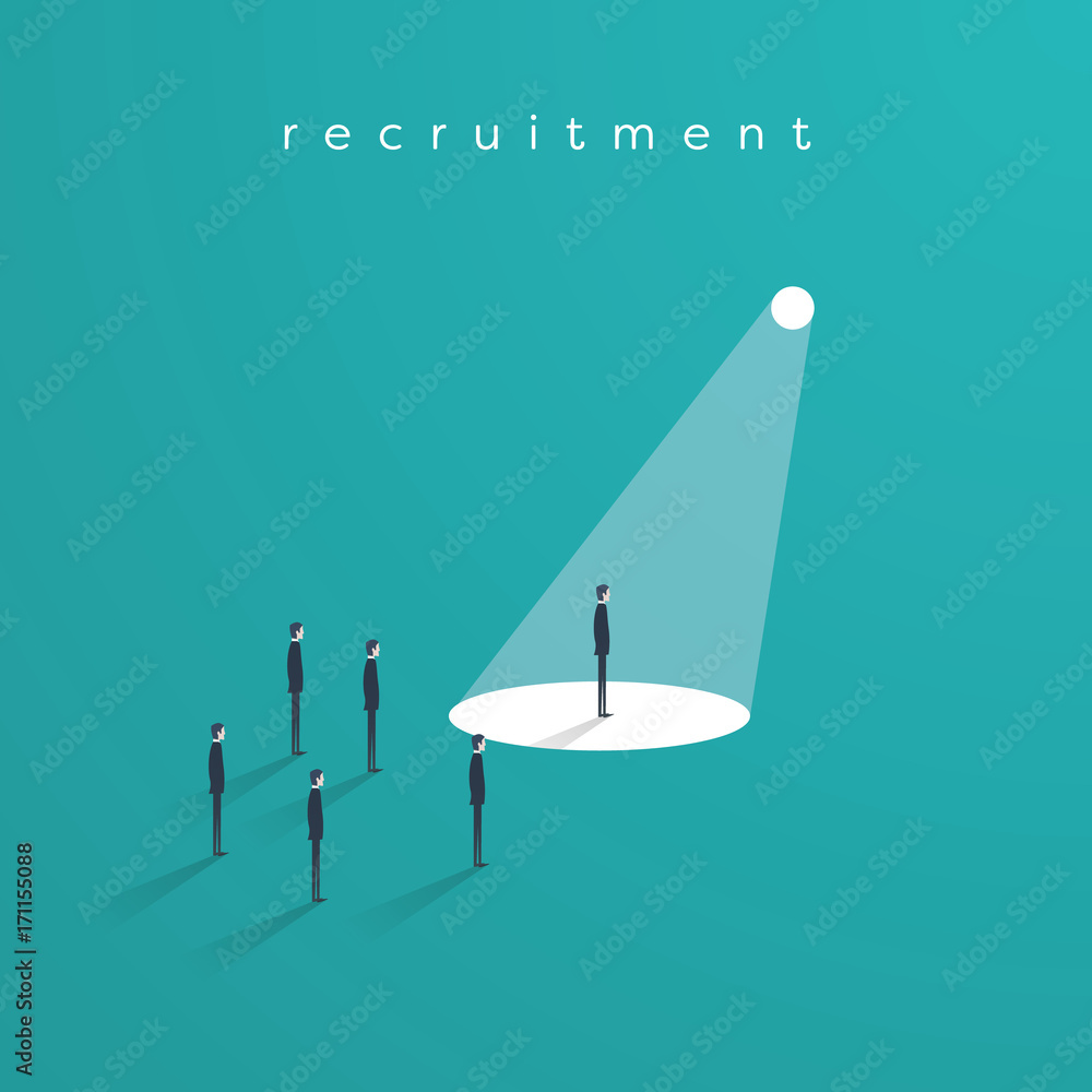 Recruitment or headhunting business concept vector with one businessman ...