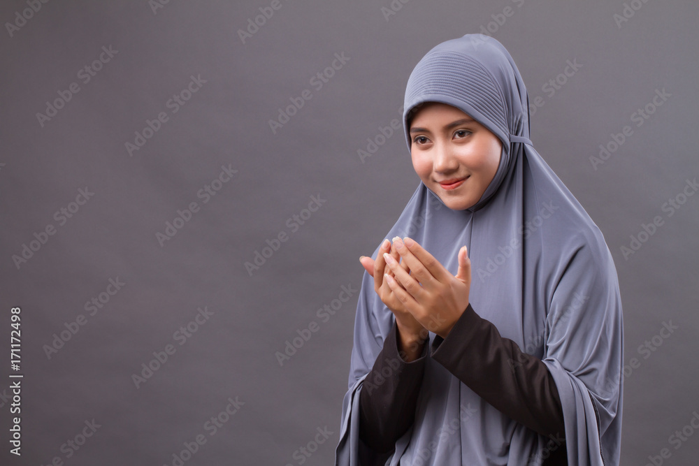 muslim woman praying, prayer hand pose Stock Photo | Adobe Stock