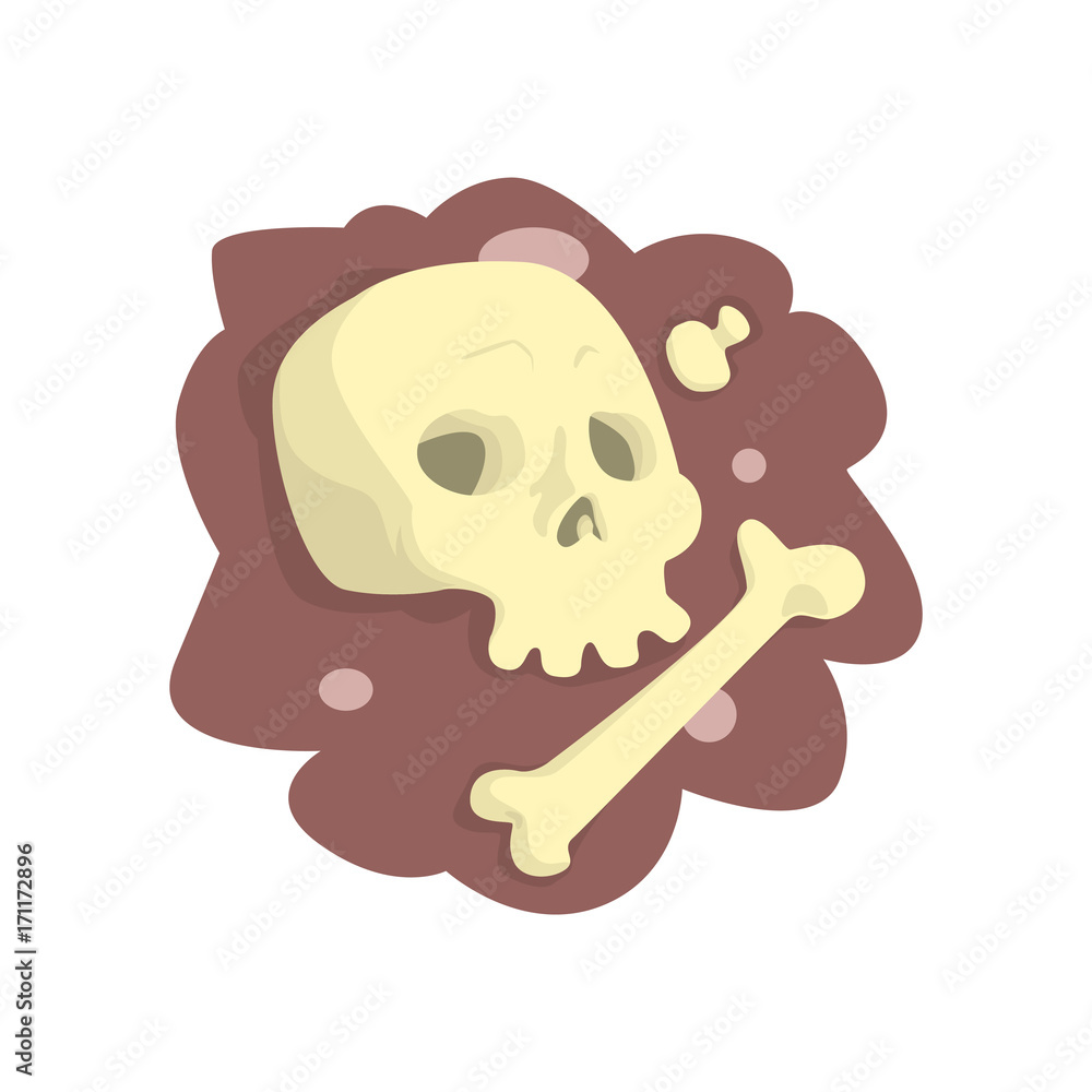 Skull and bones lying in the ground cartoon vector Illustration Stock ...