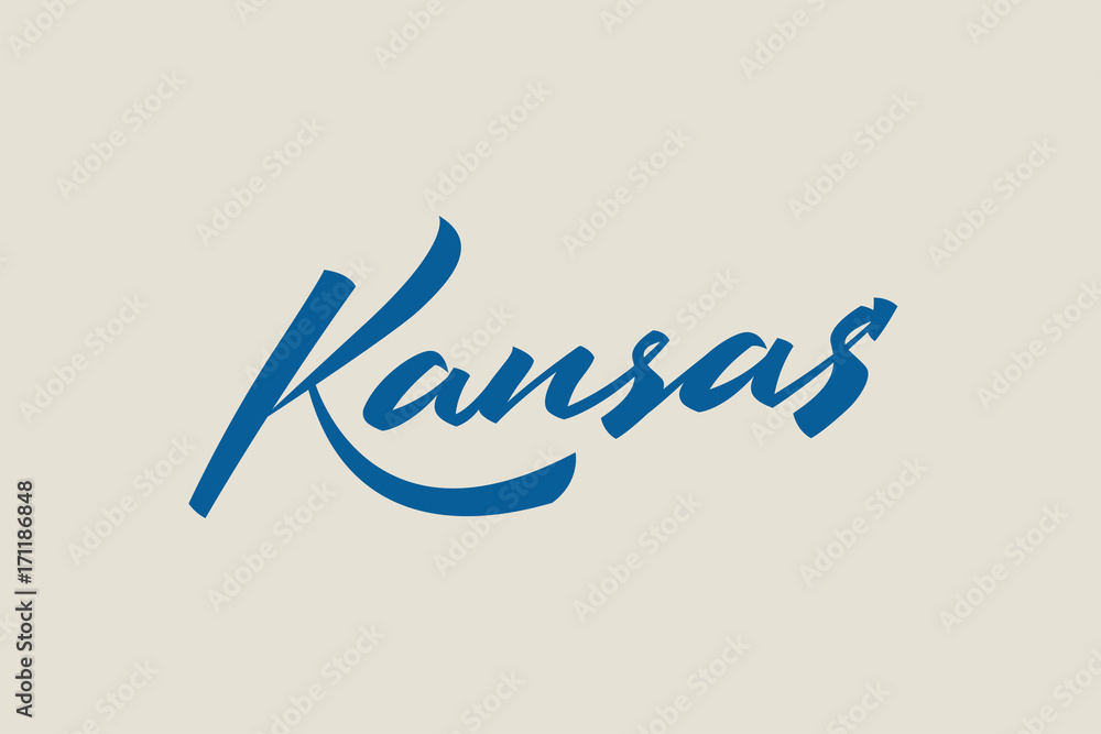 Kansas City USA State Word Logo Name Hand Painted Brush Lettering ...