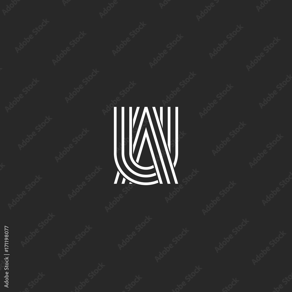 Logo UA letters monogram combination symbols, thin lines linked two ...