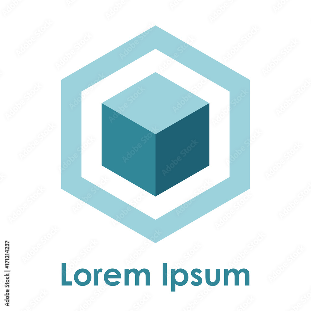 Blue Cube Logo illustration. Isolated geometric style vector logo with space for text. Symbol of ...