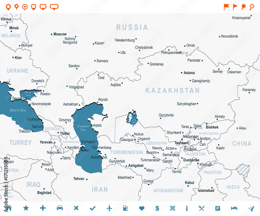 Map Caucasus Central Asia