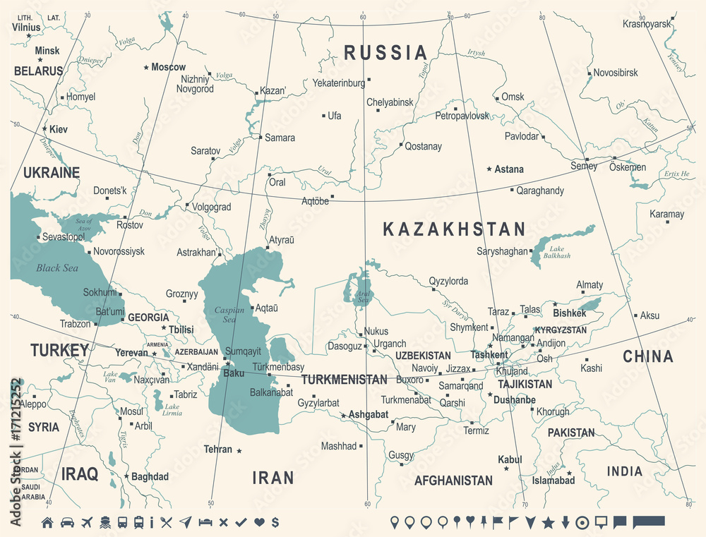 caucasus map central asia