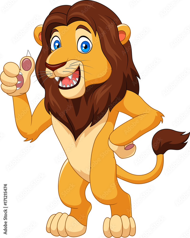 Cartoon lion giving thumb up Stock Vector | Adobe Stock