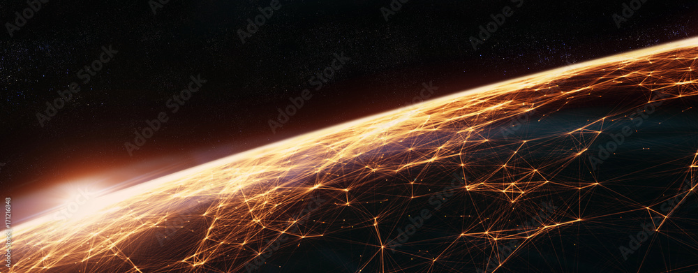 Global International Connectivity Background/Connection lines Around ...