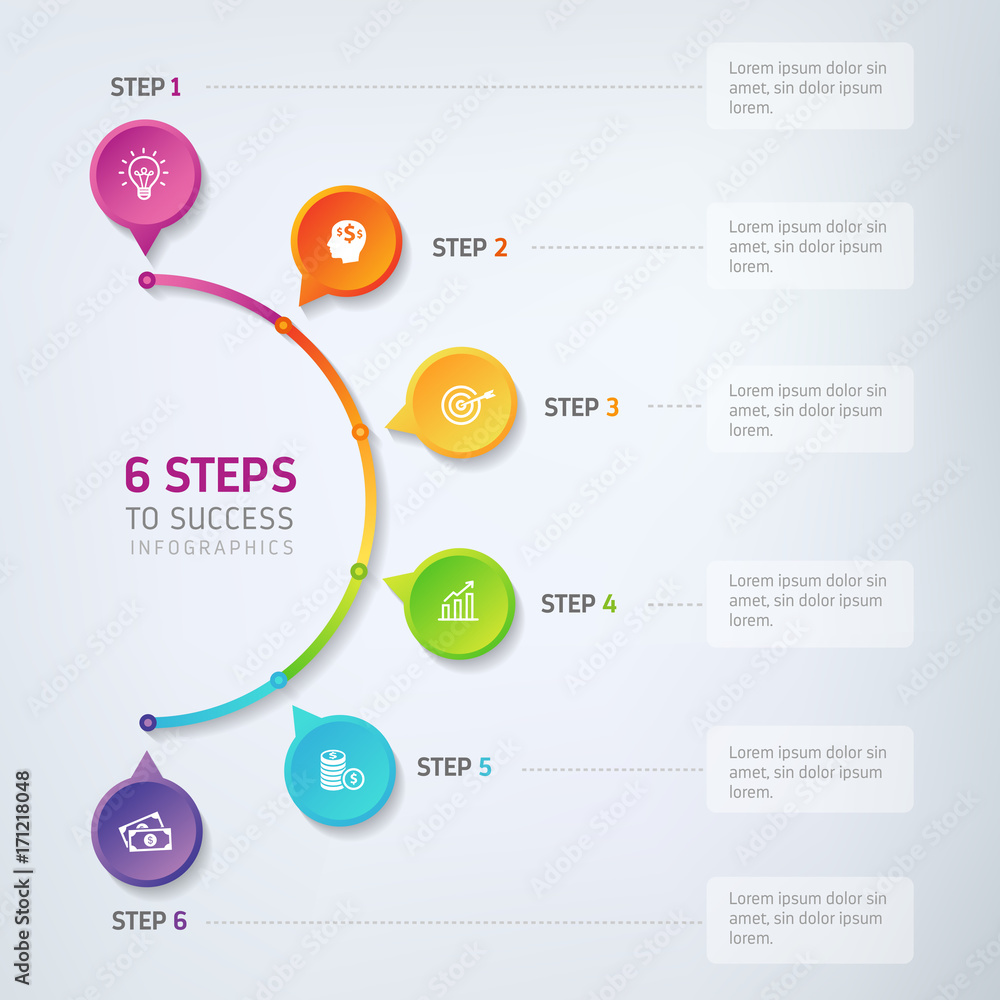 6 Steps Infographics Stock Vector | Adobe Stock