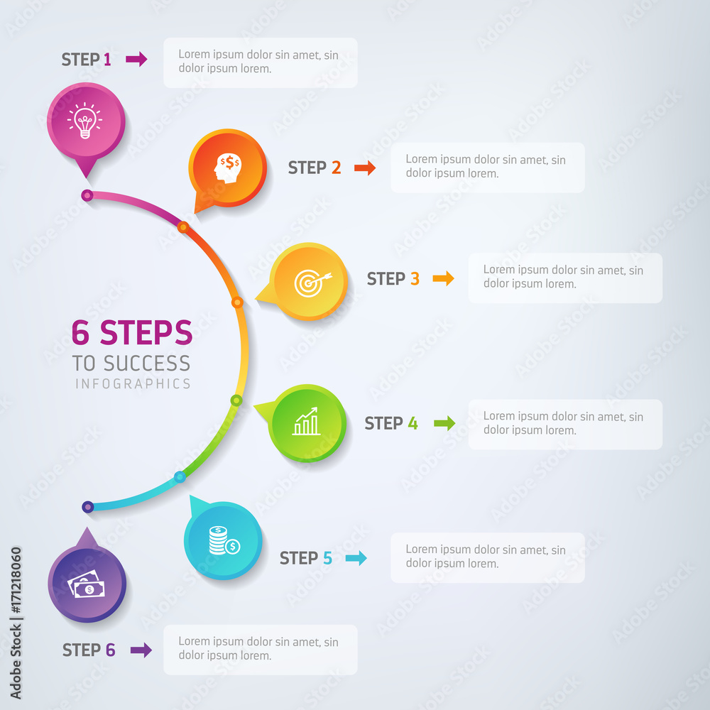 6 Steps Infographics Stock Vector | Adobe Stock