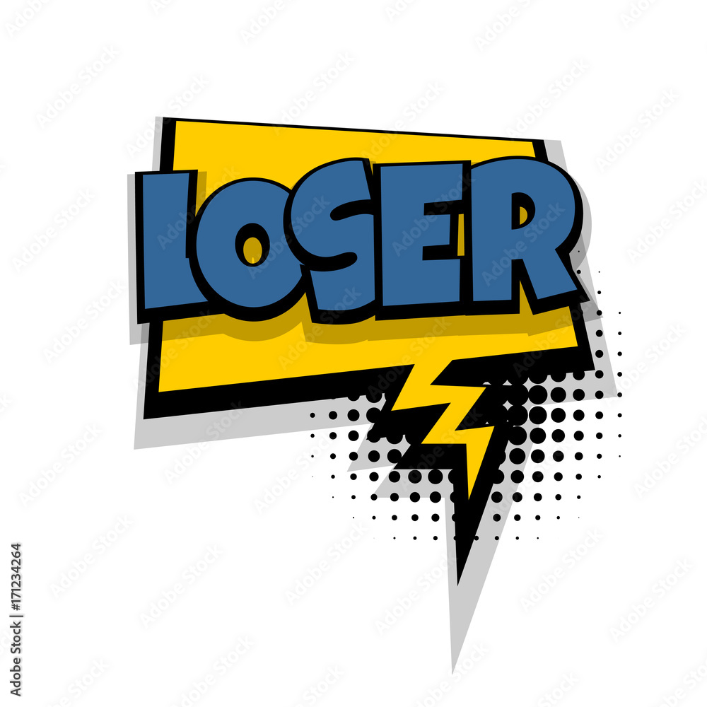 Loser lettering. Comics book balloon. Bubble icon speech phrase ...