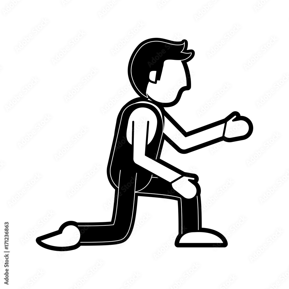 man avatar wearing overall kneeling icon image vector illustration ...