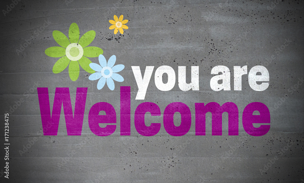 You are welcome on concrete wall background Stock Photo | Adobe Stock