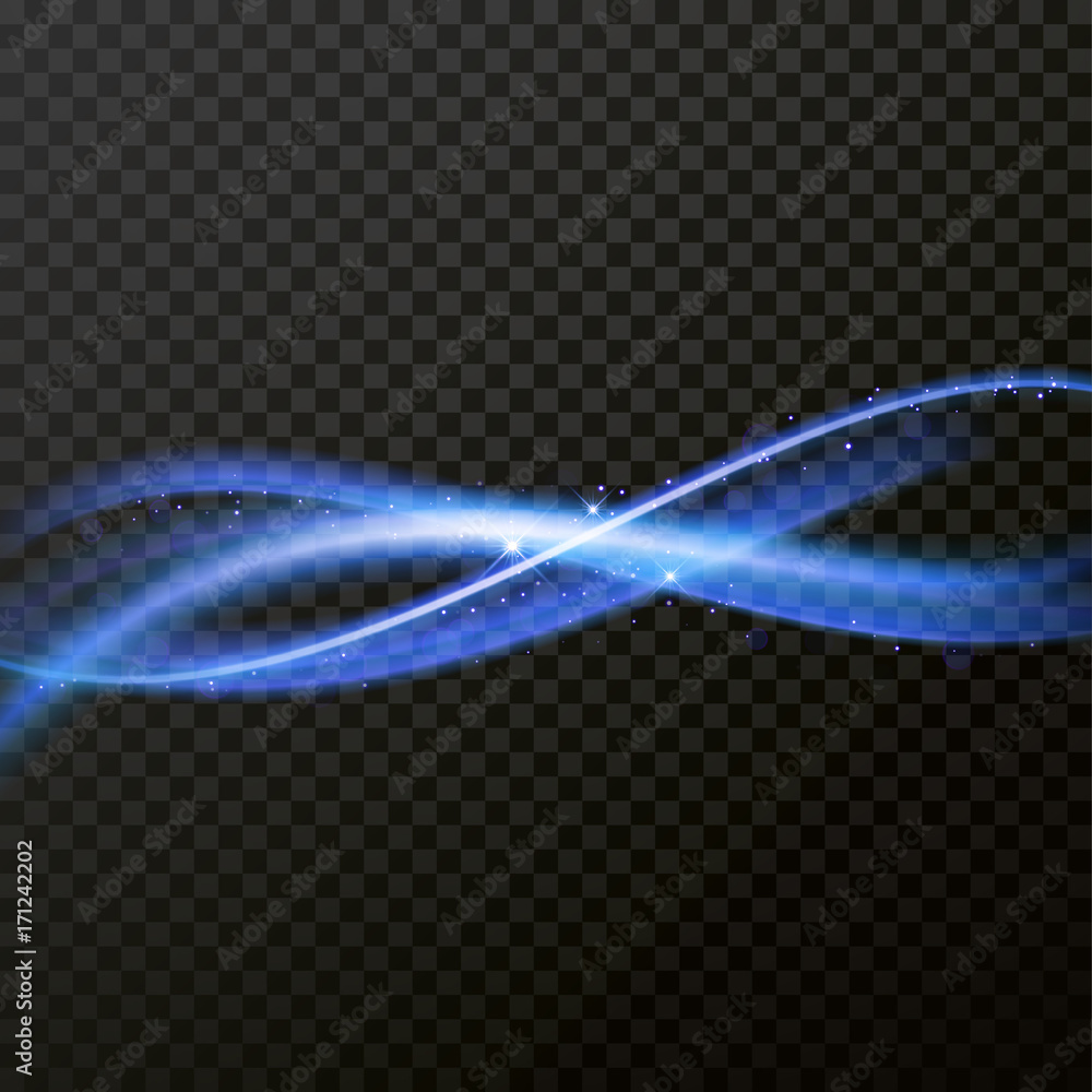 Light line neon swirl effect. Vector glitter blue light fire flare ...