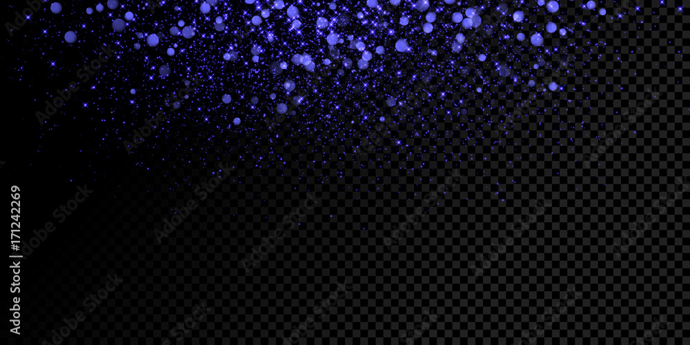 Light glitter confetti effect background with dust sparkle. Neon blue ...