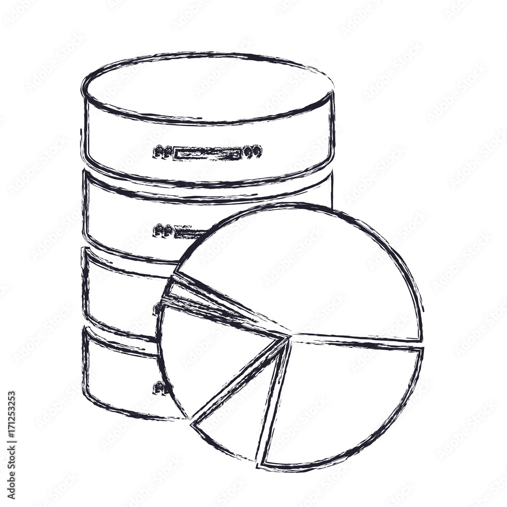 server hosting storage icon and available space circular graphic in ...