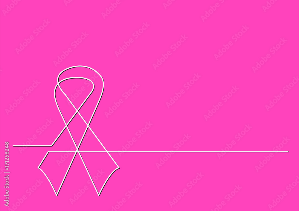 one line logo design of breast cancer charity badge ribbon Stock Vector ...