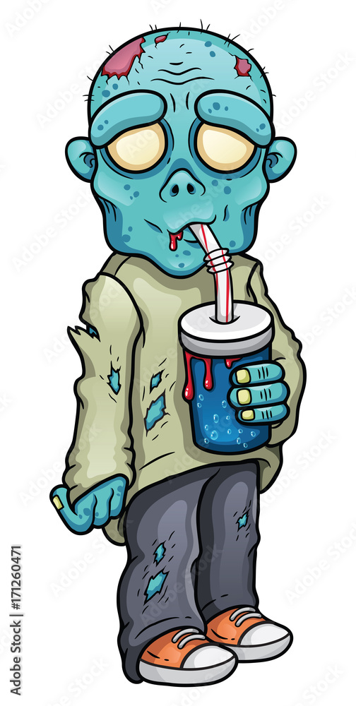 Cartoon zombie drinks soda Stock Vector | Adobe Stock