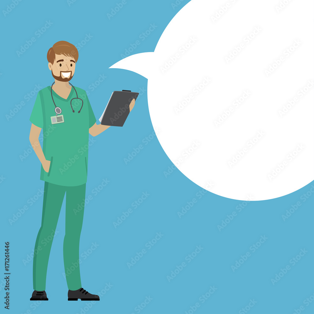 cartoon doctor with speech bubble Stock Illustration | Adobe Stock