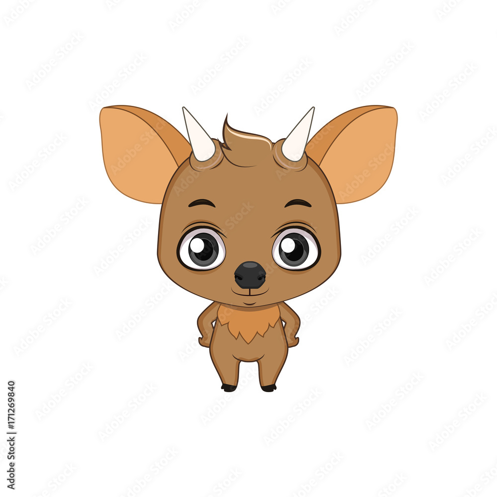 Cute stylized cartoon pudu illustration ( for fun educational purposes ...