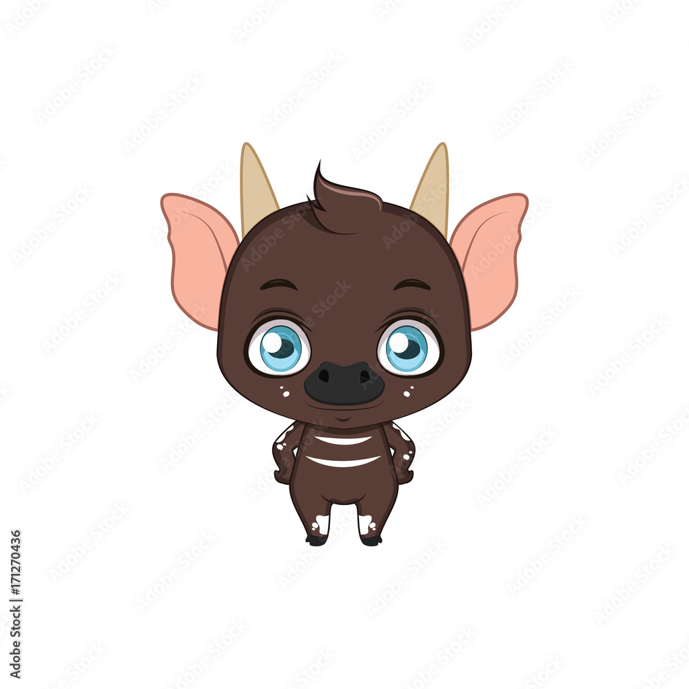 Cute stylized cartoon anoa illustration ( for fun educational purposes ...