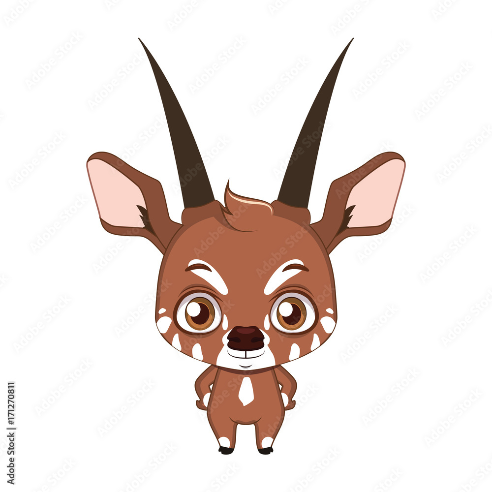 Cute stylized cartoon saola illustration ( for fun educational purposes ...