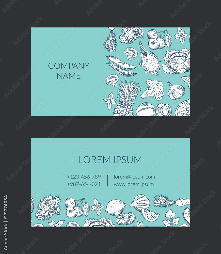 Vector doodle handdrawn fruits and vegetables organic farm, vegan ...