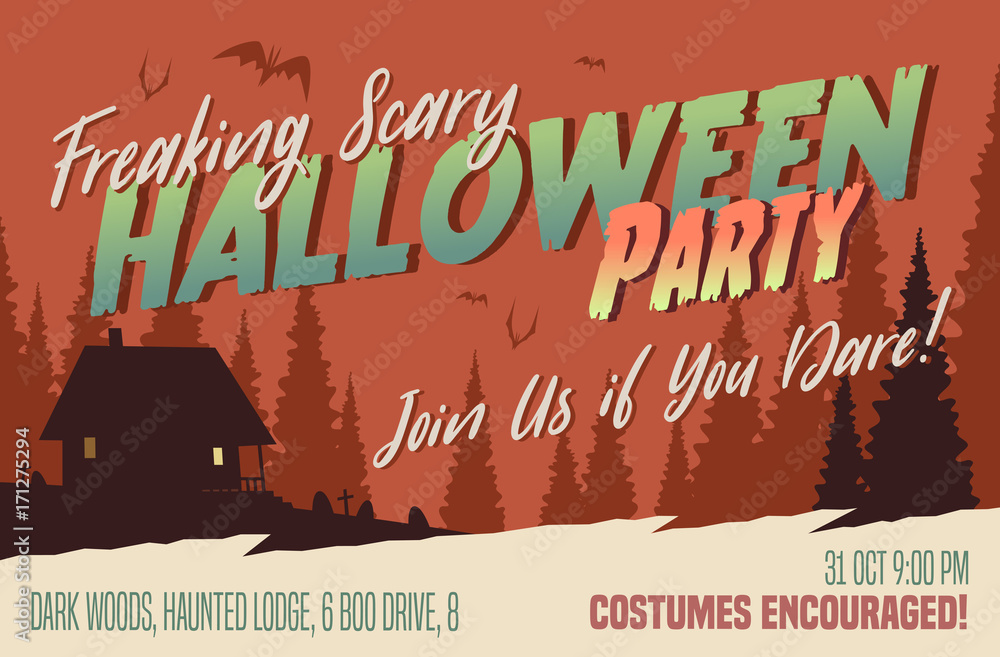 Scary Halloween Party invitation/card/background. Vector illustration ...