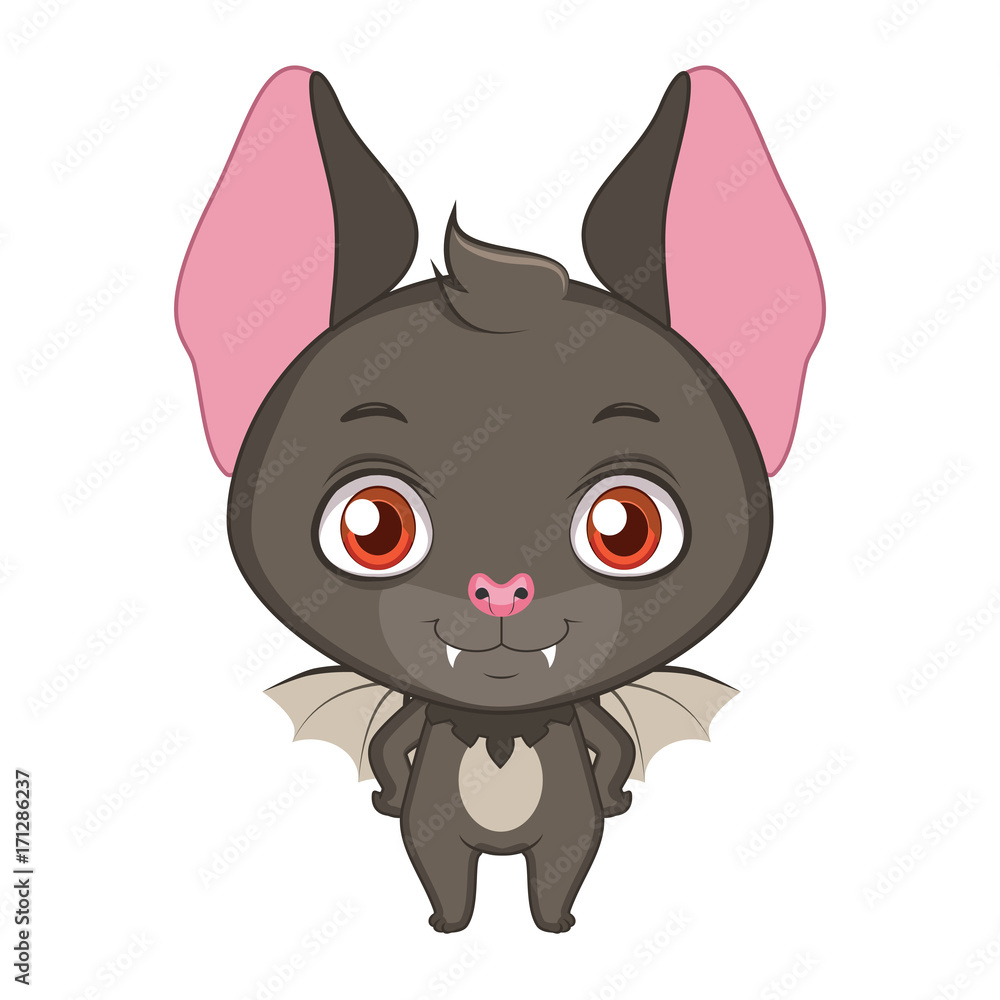 Cute stylized cartoon bat illustration ( for fun educational purposes ...