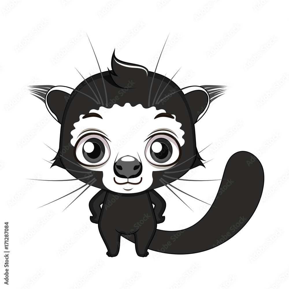 Cute stylized cartoon binturong illustration ( for fun educational ...