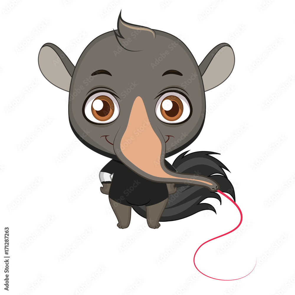 Cute stylized cartoon anteater illustration ( for fun educational ...