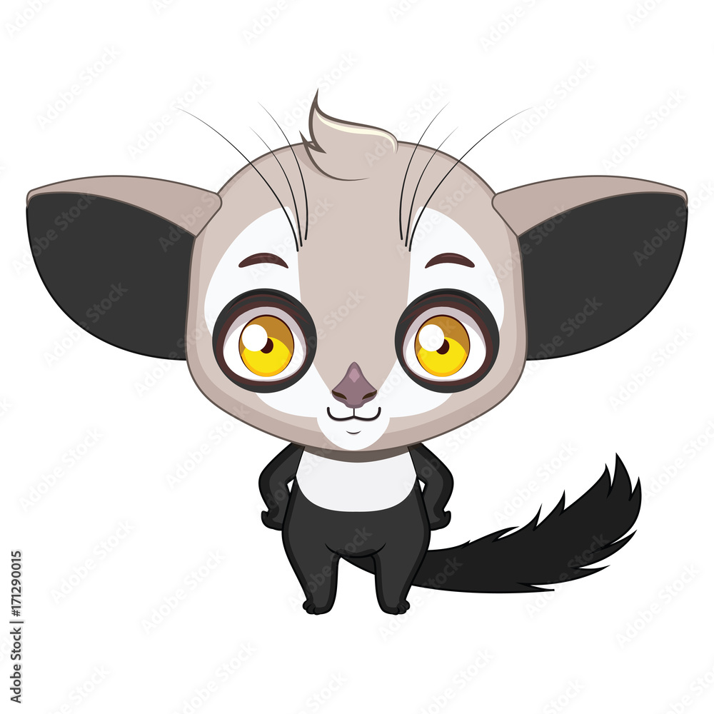Cute stylized cartoon aye aye illustration ( for fun educational ...