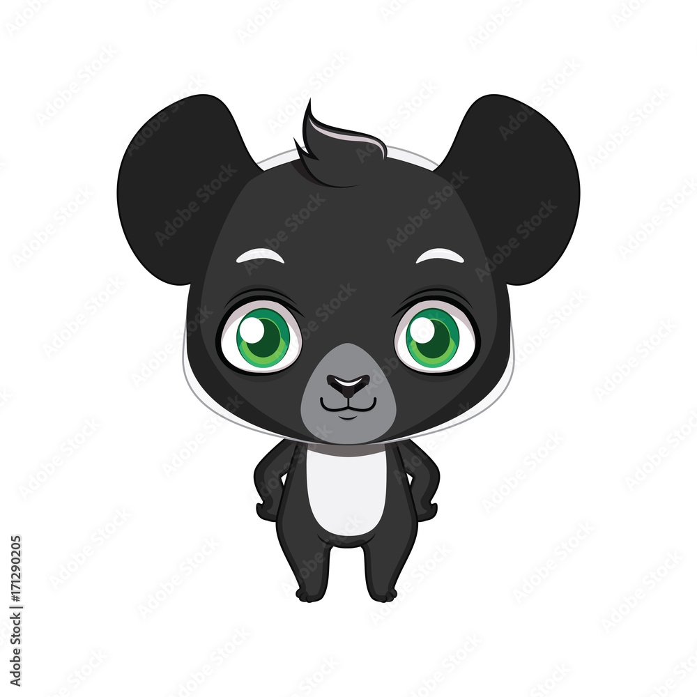Cute stylized cartoon indri illustration ( for fun educational purposes ...