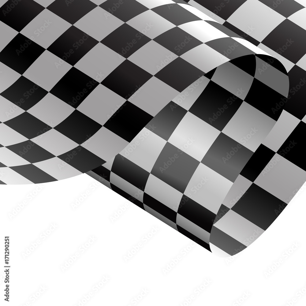 Checkered flag flying wave on white background design for sport race ...