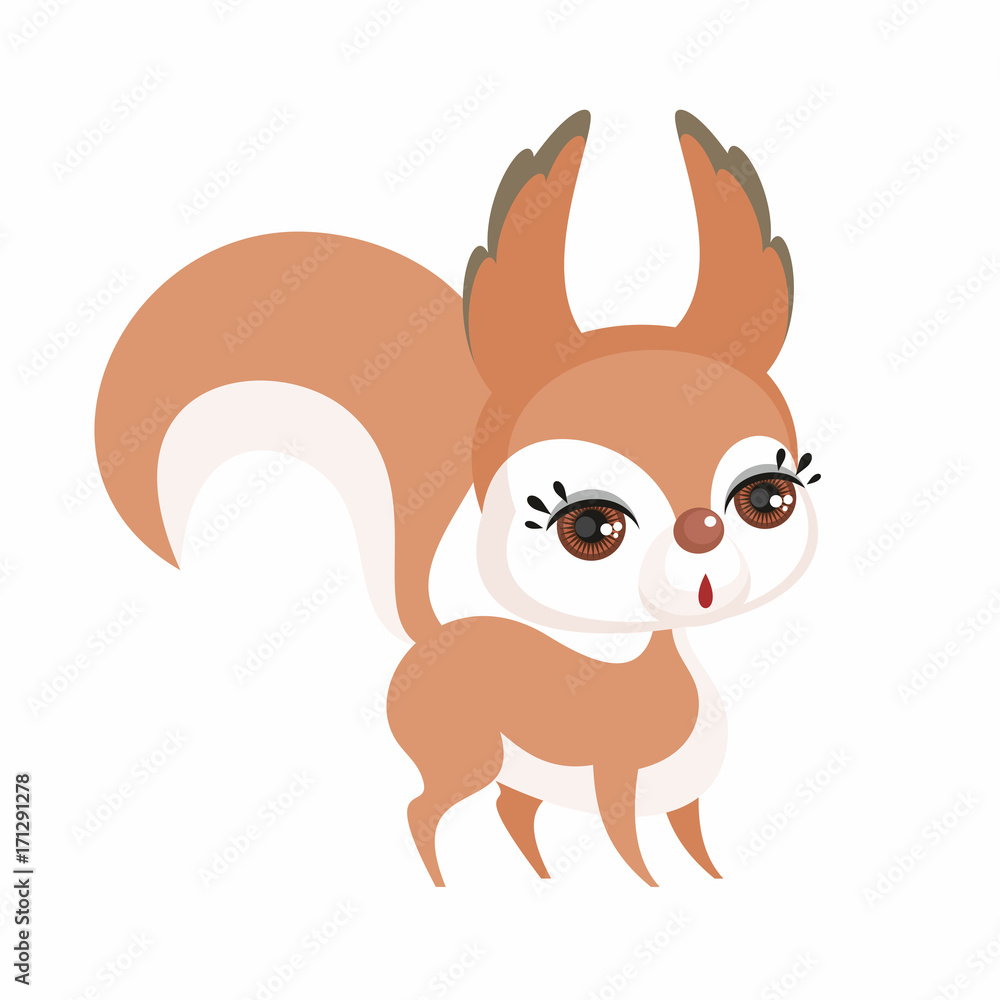 The image of cute little squirrel in cartoon style. Vector children’s ...