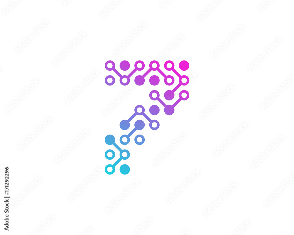 Circuit Digital Number 7 Icon Logo Design Element Stock Vector | Adobe ...