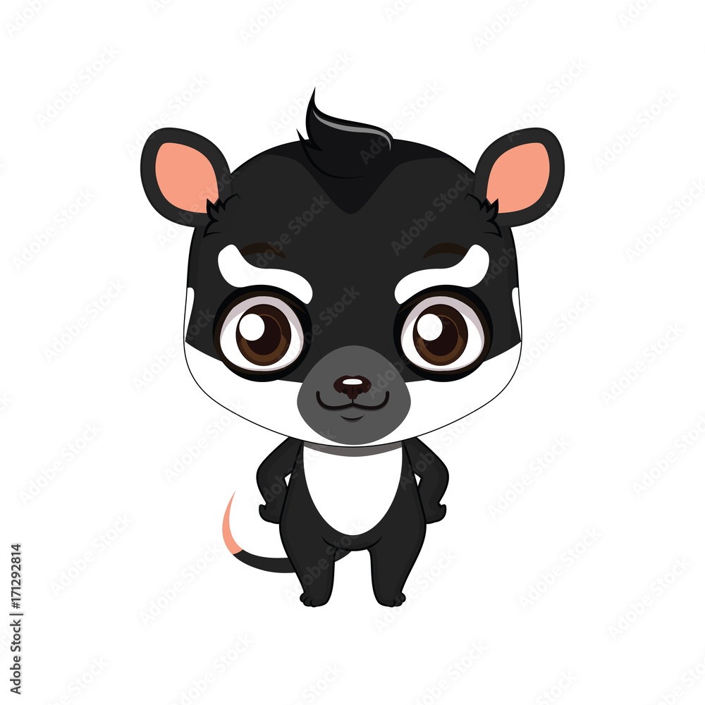 Cute stylized cartoon yapok illustration ( for fun educational purposes ...