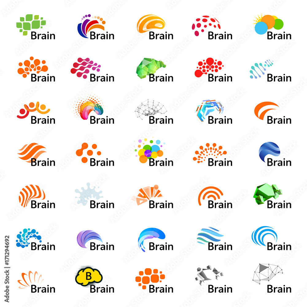 Brain Logo silhouette design vector template. Think Idea concept. Brain ...