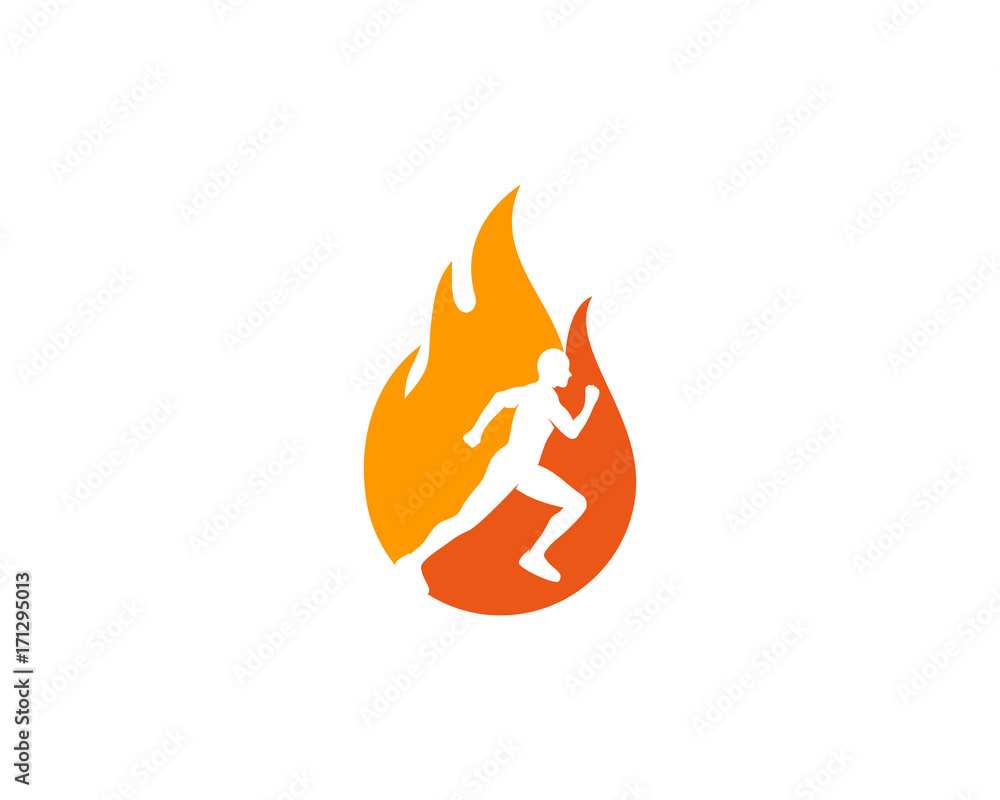 Fire Run Icon Logo Design Element Stock Vector | Adobe Stock