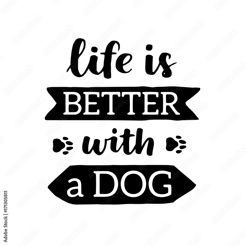 Vector lettering with saying about dog adoption. Don't shop, adopt ...