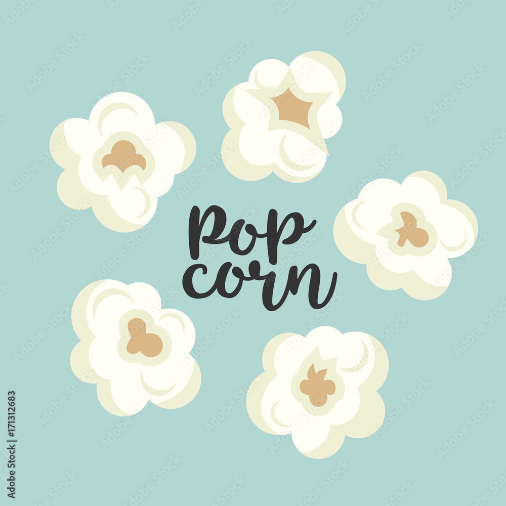 Colorful popcorn items vector cute set. Tasty fast food unhealthy meal ...