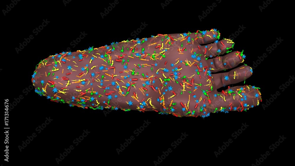 Microbiome , microorganisms, bacteria, viruses, microbes crawling ...