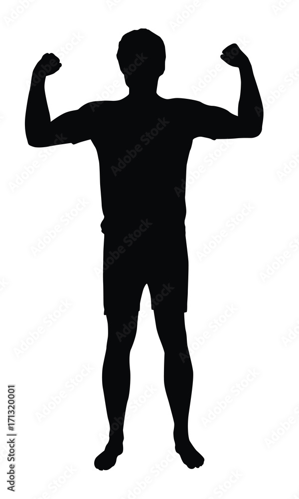 Black vector silhouette of strong young man isolated on white ...