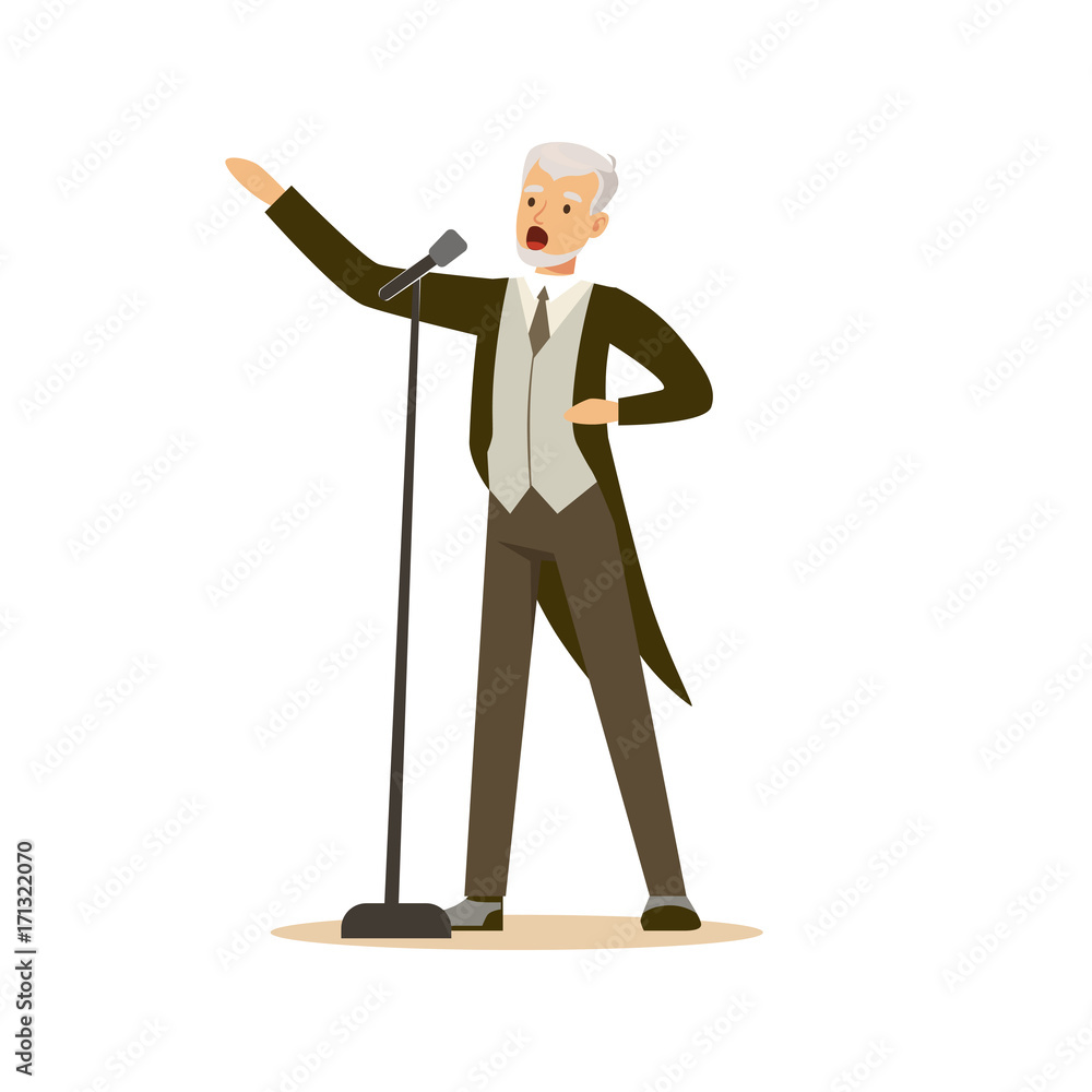 Opera singer man wearing an elegant tuxedo performing a song vector ...