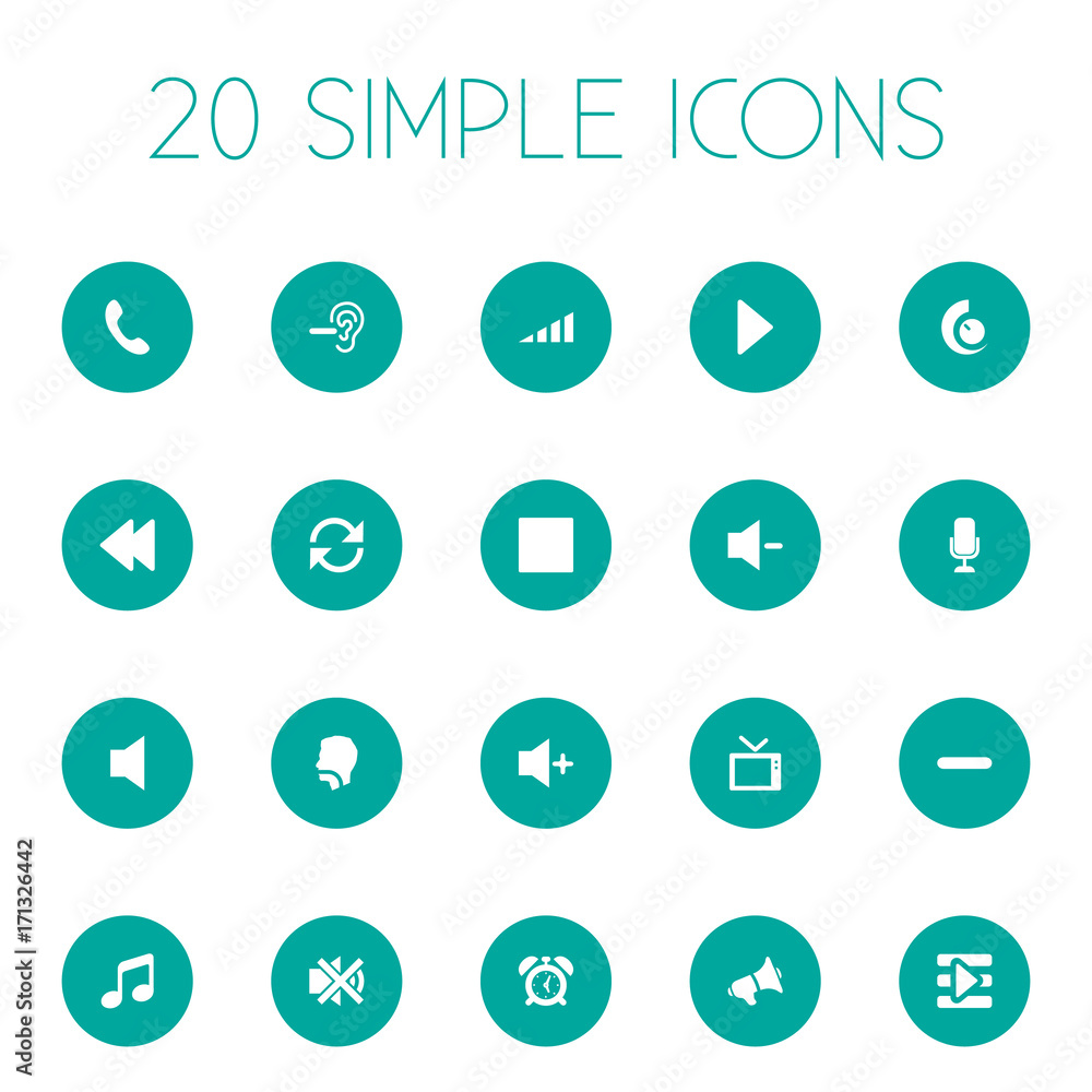 Vector Illustration Set Of Simple Sound Icons. Elements Plus, Increase ...