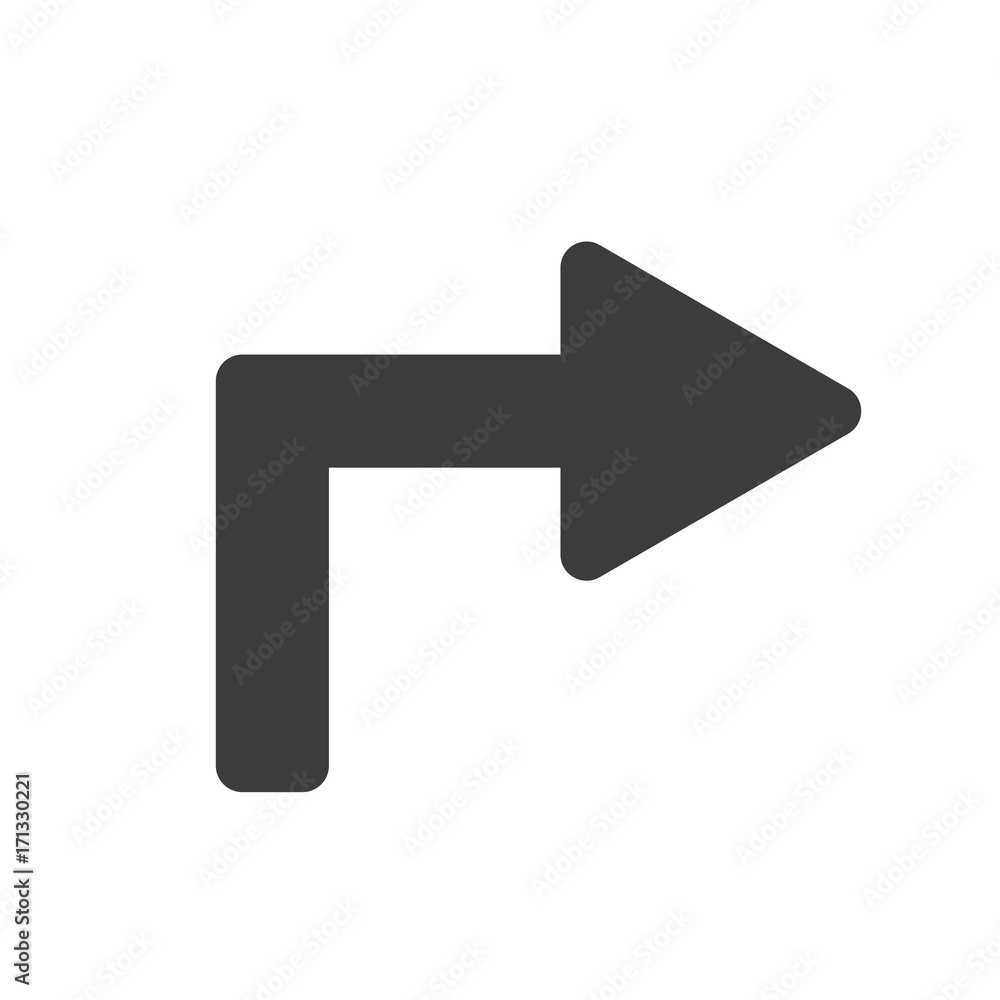 Turn right arrow flat vector symbol Stock Vector | Adobe Stock