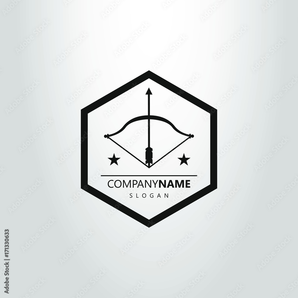 black and white bow logo with an arrow in a rhombic frame Stock Vector ...