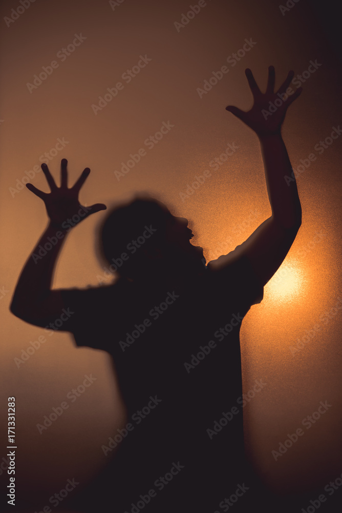 Halloween Spooky Shadow of Horror Man Behind Halloween Spooky Shadow of ...